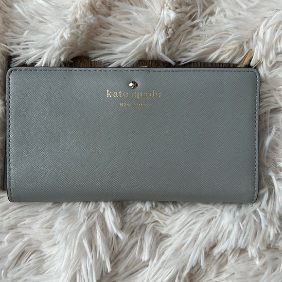 kate spade | Bags | Kate Spade Leather Gray Bi Fold Leather Wallet ...